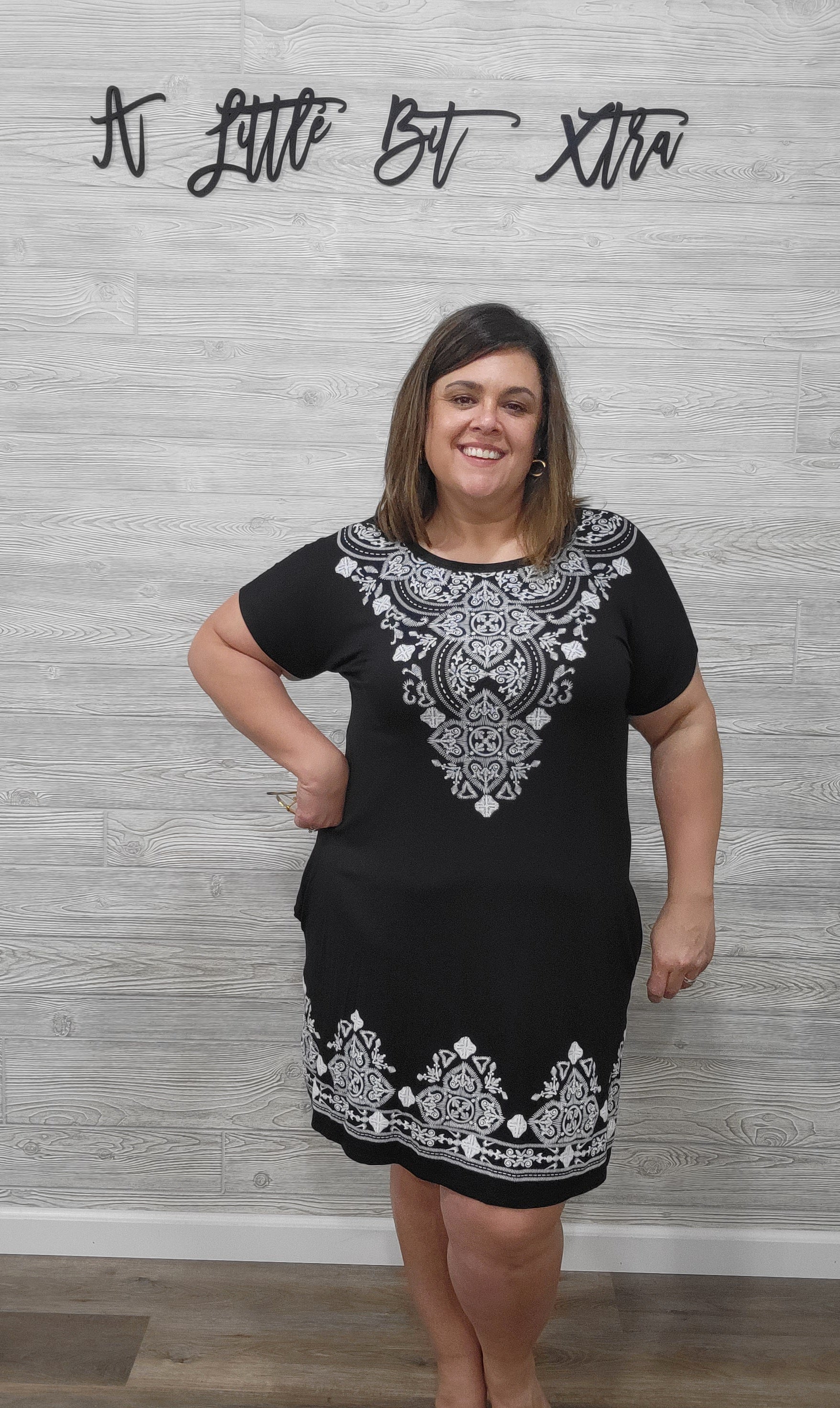 BLACK EMBROIDERED DRESS – A Little Bit Xtra Boutique